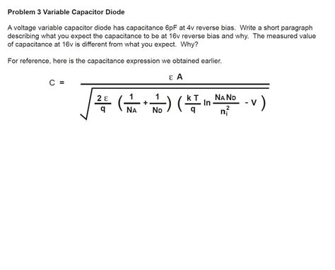 Solved Problem Variable Capacitor Diode A Voltage Variable Chegg