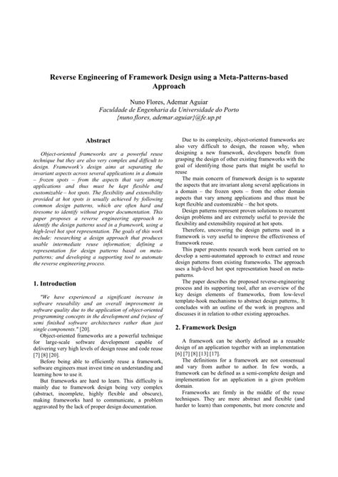 Pdf Reverse Engineering Of Framework Design Using A Meta Patterns Based Approach
