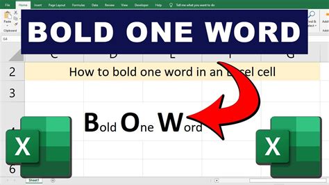 How To Bold One Word In An Excel Cell Youtube