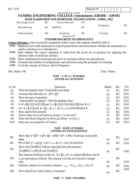 17myb08 Discrete Mathematics Download Free Pdf Inference Logical