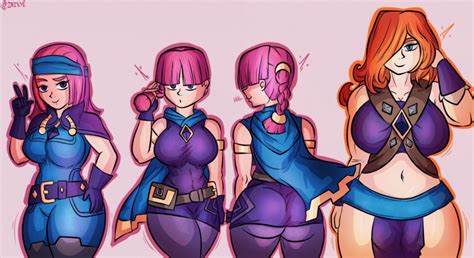 Rule 34 Archer Clash Of Clans Big Breasts Braided Ponytail Clash