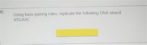Solved Using Base Pairing Rules Replicate The Following DNA Chegg Com