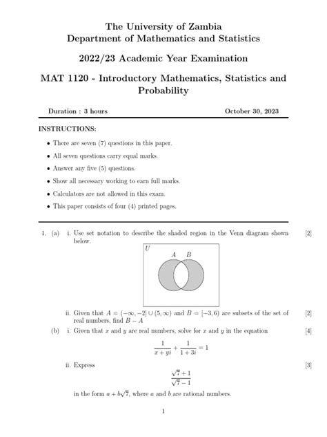 Mat 1120 Exam 2022 23 Pdf Function Mathematics Polynomial