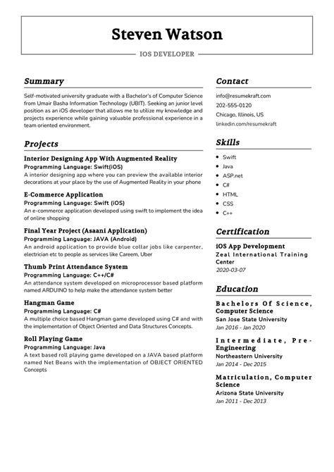 IOS Developer Resume Sample In 2025 ResumeKraft