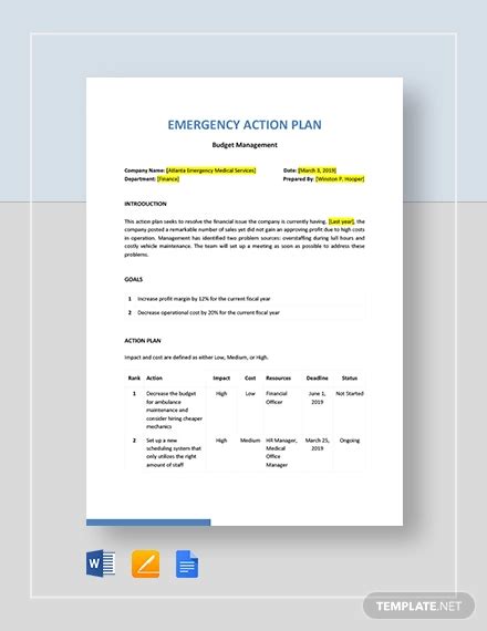 Emergency Action Plan Examples To Download