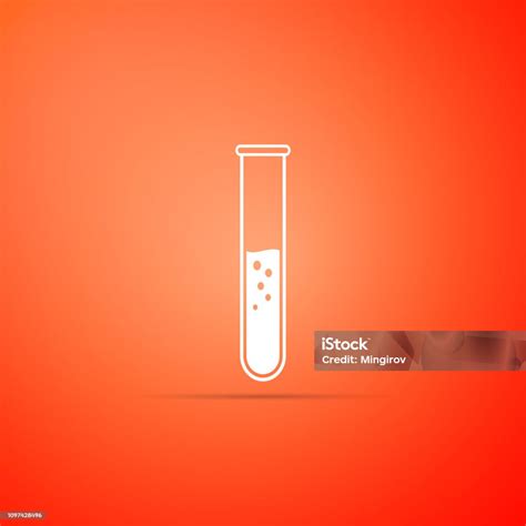 테스트 튜브와 플라스 크화학 실험실 테스트 아이콘 오렌지 배경에 고립 평면 디자인입니다 벡터 일러스트 레이 션 개발에 대한 스톡