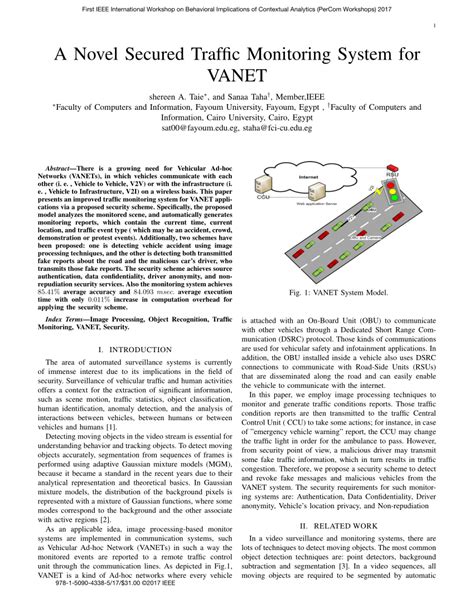 Pdf A Novel Secured Traffic Monitoring System For Vanet