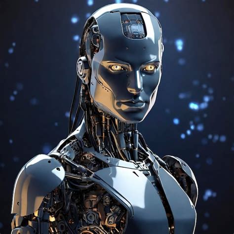Premium Ai Image 3d Rendering Humanoid Robot Working With Future Digital Graphic Interface On