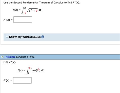 Solved Use The Second Fundamental Theorem Of Calculus To