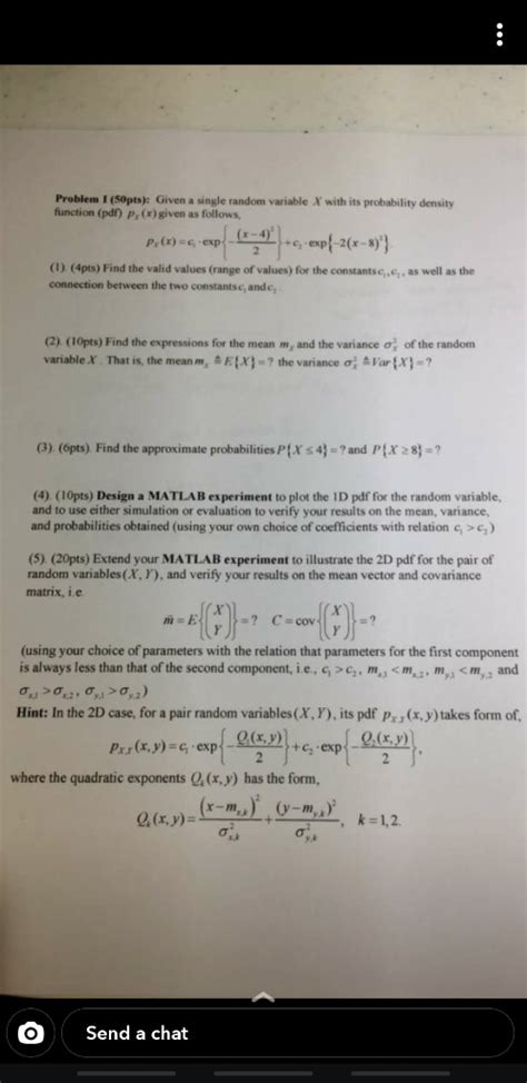 Solved Problem I 50pts Given A Single Random Variable X