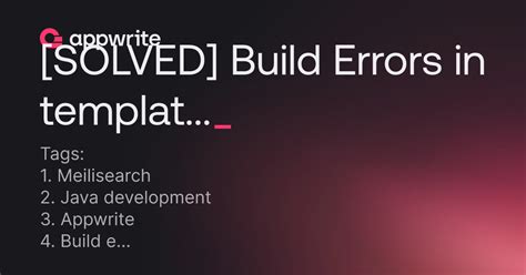Solved Build Errors In Template For Sync With Meilisearch In Java Threads Appwrite