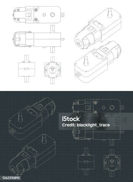 기어드 모터 Dc 도면 감소에 대한 스톡 벡터 아트 및 기타 이미지 감소 계획 공학 Istock