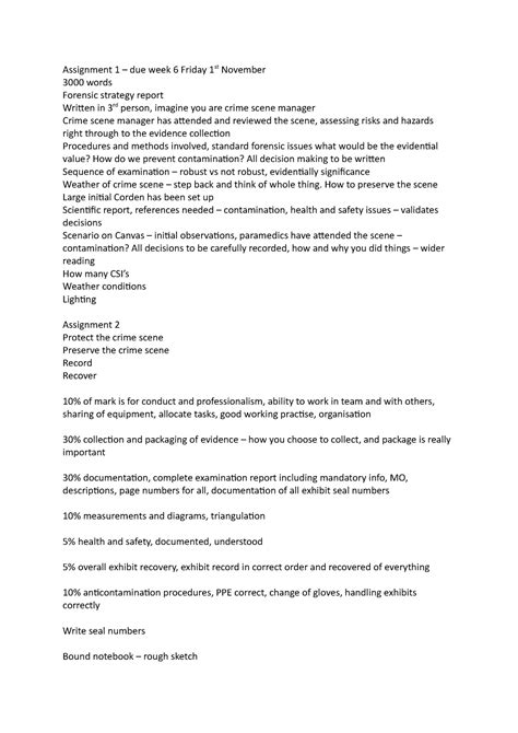Week 1 Csi Lecture Notes 1 Assignment 1 Due Week 6 Friday 1st November 3000 Words Forensic
