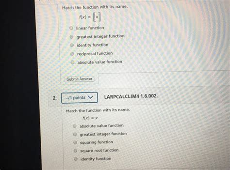 solved match the function with its name f x [ ] linear