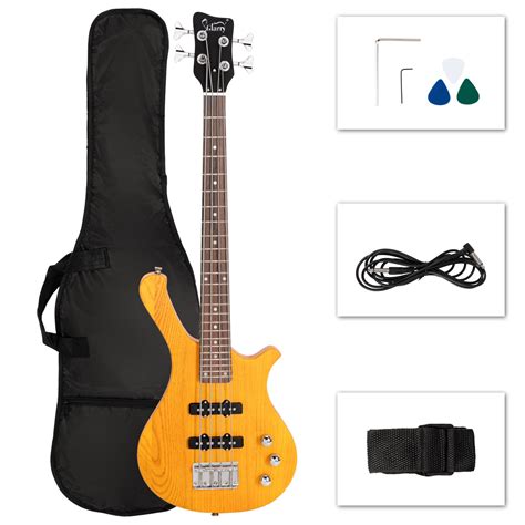 4 Strings Gw101 Electric Bass Guitar Kit With Carry Bag Strap