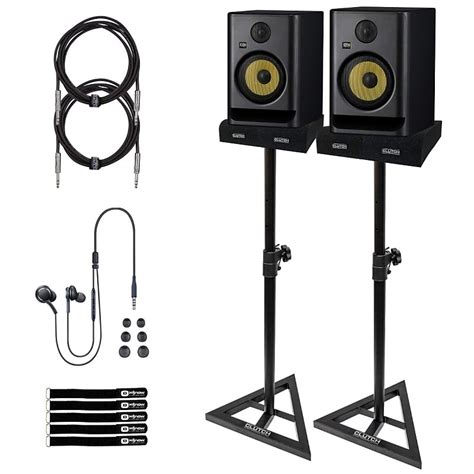 Krk Rokit Rp7 G5 7 Studio Monitors 2 Pack With Stands And Reverb