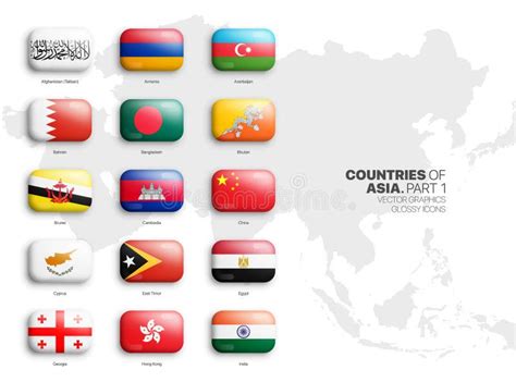 Flags Of Asia With Names Asia Flags Stock Illustrations 32009