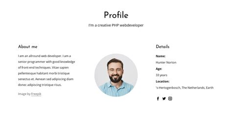 Profile Page Html Template Koleksi Gambar