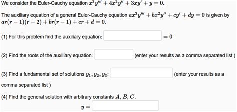 Solved We Consider The Euler Cauchy Equation Xºy 4x4y