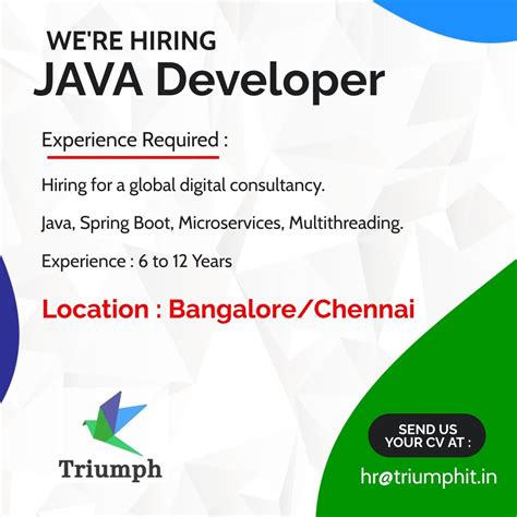 Triumph Manpower Services On Linkedin Java Hiringimmediately Chennaihiring Bangalore