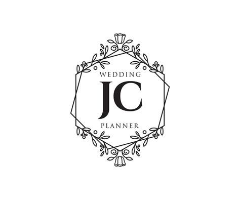 Jc Initials Letter Wedding Monogram Logos Collection Hand Drawn Modern