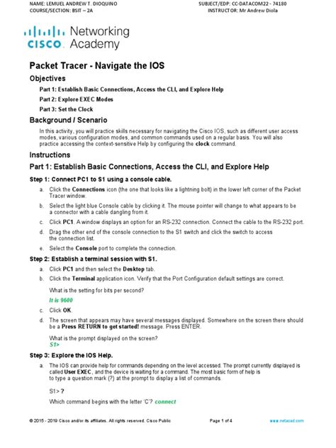 2 3 7 packet tracer navigate the ios answered pdf command line