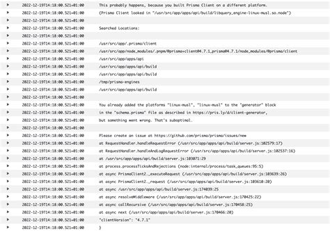 Query Engine Library For Current Platform Linux Musl Could Not Be