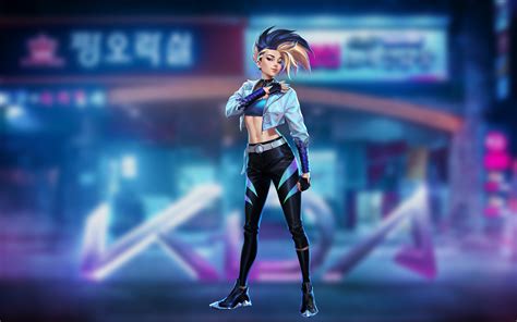 Kda Akali Wallpaper 4k K Pop Neon Background
