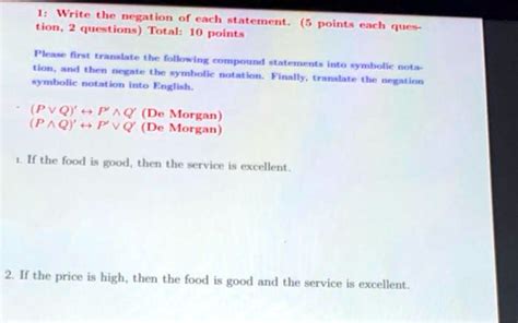 Video Solution Write The Negation Of Each Statement 5 Points Each