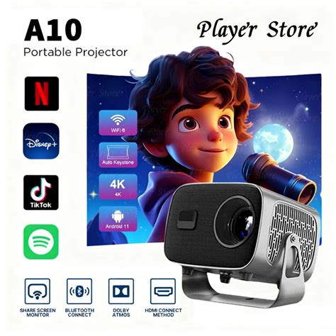 【cod】a10 Projector Smart Projector Wifi 6 Bt 50 Usb Android 11 4k Full