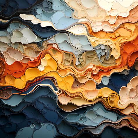 3d Fractal Art Made From Multiple Sheets In The Style Of Vibrant Cartography Navy And Amber