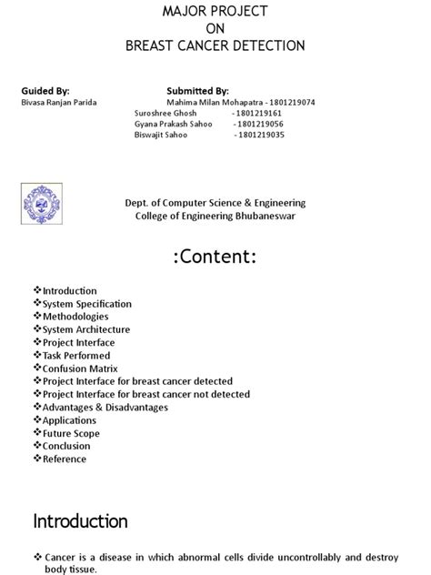 Breast Cancer Detection Project Pdf Machine Learning Cancer