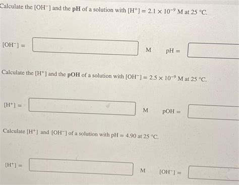 Solved Calculate The OH And The PH Of A Solution With Chegg Com