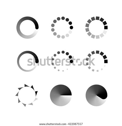 Loading Icons Collection Modern Preloaded Monochrome Stock Vector Royalty Free 422087557