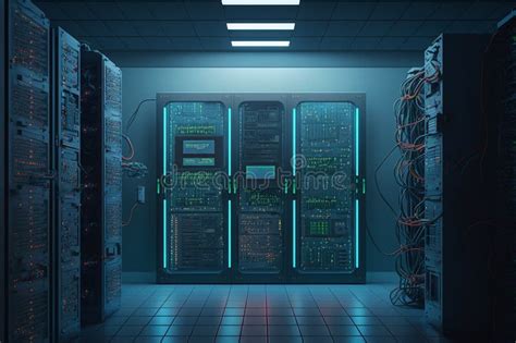 View Of A Server Room Data Center Generative Ai Stock Illustration Illustration Of Data