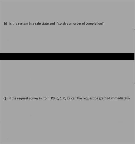 Solved Consider The Following Snapshot Of A System