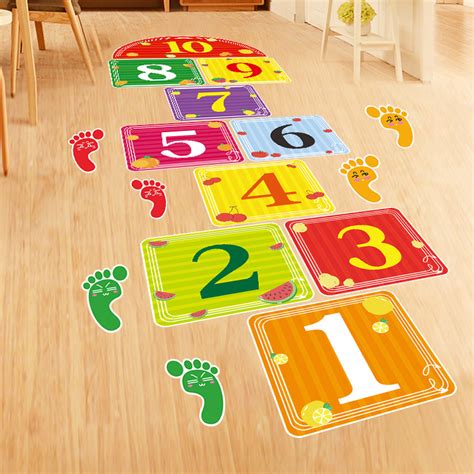 学校儿童游戏跳房子跳格子数字贴画幼儿园地面地贴教室创意墙贴纸 虎窝淘