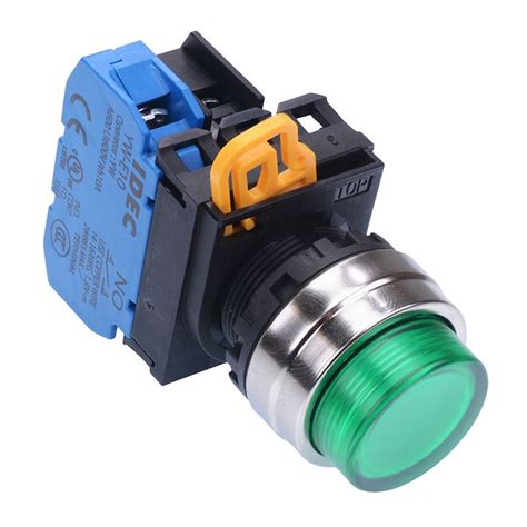 Yw4l A2e10q4g Green 24v Illuminated 22mm Metal Bezel Maintained Push B