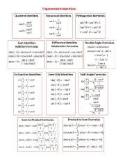 Precalc Exam Formula Sheet Pdf Course Hero