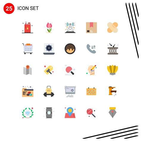 25 User Interface Flat Color Pack Of Modern Signs And Symbols Of Commerce Deliver Nature Radio