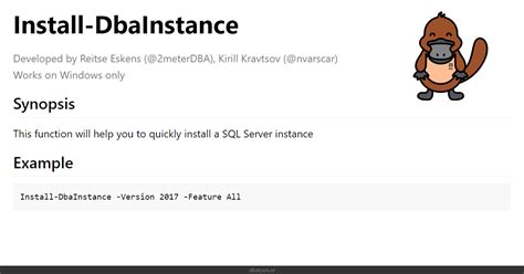 Dbatools Docs Install Dbainstance