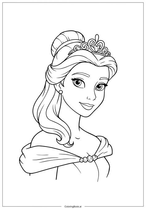 쉬운 공주 벨 초상화 색칠하기 페이지 무료 Pdfandpng 인쇄 가능