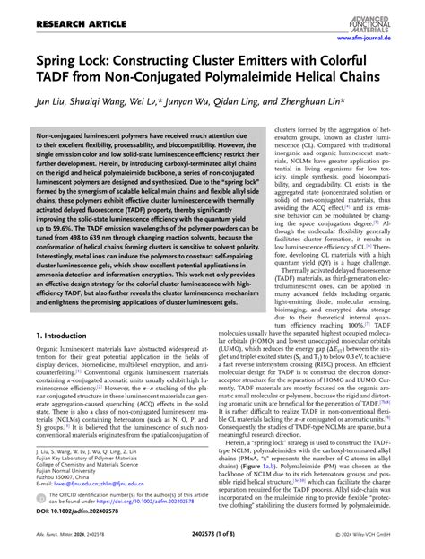 Spring Lock Constructing Cluster Emitters With Colorful Tadf From Non