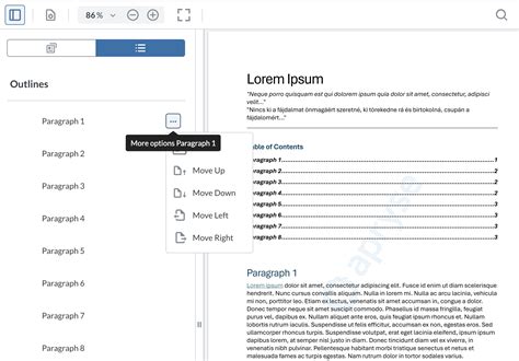 hide the more options button from outlines webviewer apryse community