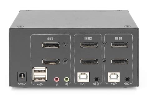 Digitus KVM Switch 2 Port Dual Display 4K DisplayPort Outlet Vare Klasse 2 DS 12862
