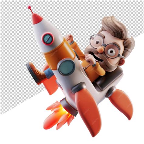 Premium Psd A Man With Glasses On Is Holding A Rocket With A Rocket