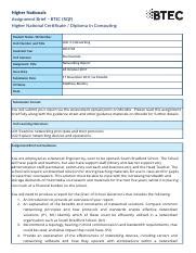 Networking Unit 1 Asgnmt Docx Higher Nationals Assignment Brief BTEC