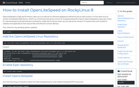 Crowncloud Wiki How To Install The Openlitespeed On Rockylinux 8