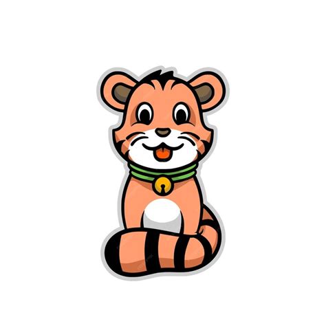 귀여운 만화 호랑이 마스코트 그림 프리미엄 벡터