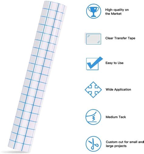 Htvront 12x5ft Transfer Tape For Self Adhesive Permanent Vinyl Roll Alignment Grid Rolls Cameo